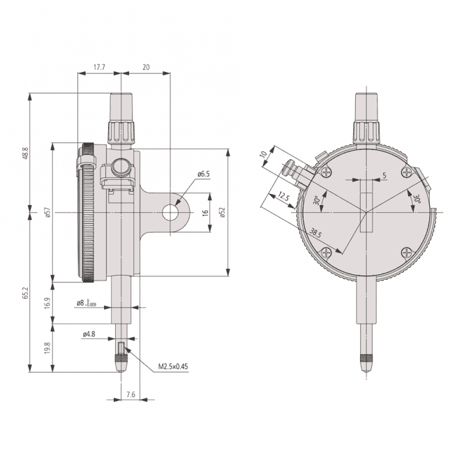 Mitutoyo 2044S Standard Dial Indicator 5mm (1mm) – ASPAC Industrial Tools