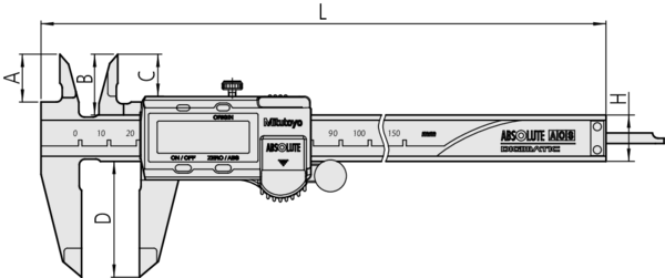 Mitutoyo 500-160-30 Digital ABS AOS Caliper, ID/OD Carb. Ja. Inch ...