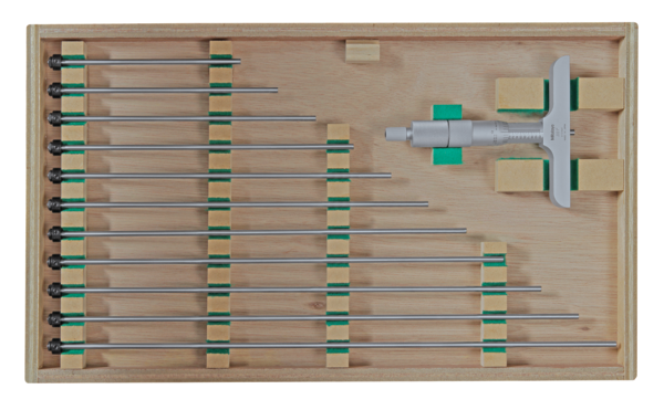 Mitutoyo 129-150 Depth Micrometer, Interchangeable Rods 0-12″, 4″ Base ...
