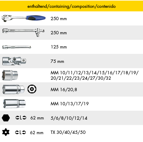Heytec 39pcs 1/2in Socket Set: 10 to 32mm – ASPAC Industrial Tools