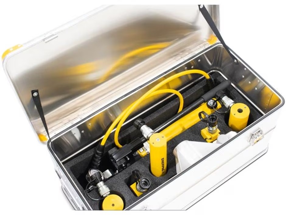 Enerpac 10 Ton, Four Hydraulic Cylinders and Hand Pump Toolbox Set ...