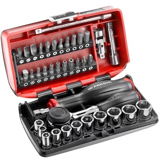 Facom 38pcs 1/4″ NANO socket set 5.5 to14mm with twist handle ratchet ...